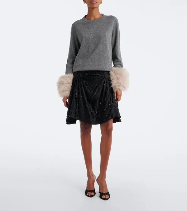 JACQUES WEI Wool-trimmed Cashmere Sweater - Grey