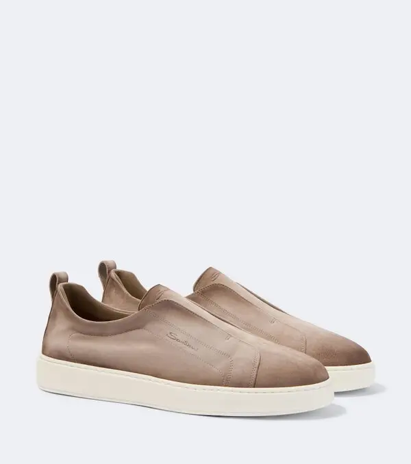 Santoni Victory Suede Slip-on Shoes