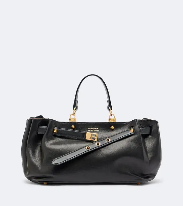 Balenciaga Fan Small Leather Top-handle Bag - Black