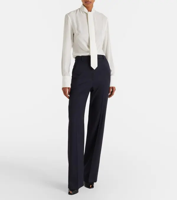Alexander McQueen Wool Grain De Poudre Straight Pants