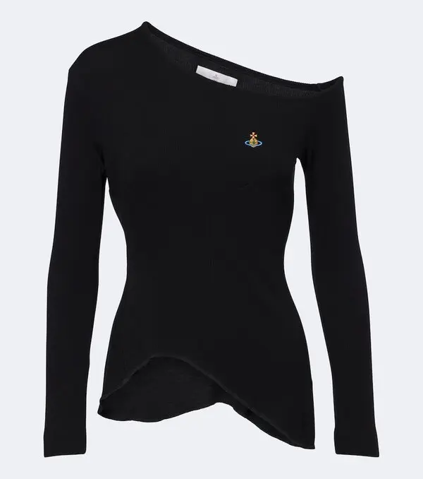 VIVIENNE WESTWOOD Orb Ribbed-knit One-shoulder Top