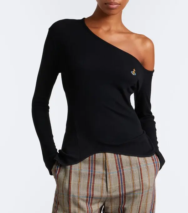 VIVIENNE WESTWOOD Orb Ribbed-knit One-shoulder Top