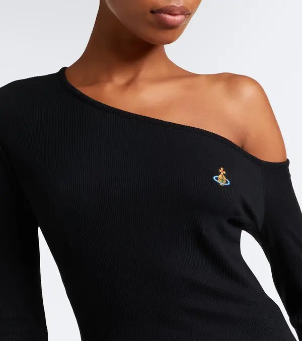 VIVIENNE WESTWOOD Orb Ribbed-knit One-shoulder Top