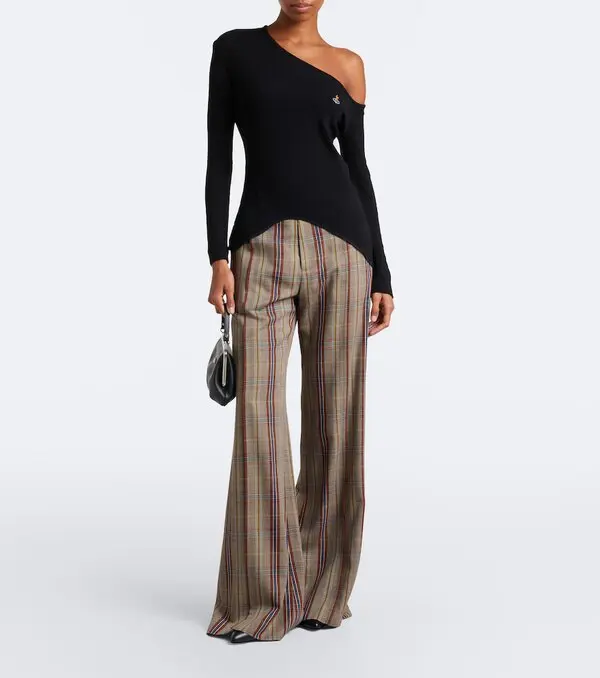 VIVIENNE WESTWOOD Orb Ribbed-knit One-shoulder Top