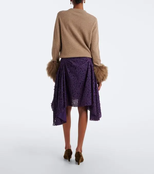 JACQUES WEI Ruched Leather-trimmed Miniskirt
