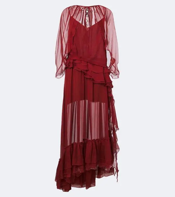 JACQUES WEI Ruffled Chiffon Gown