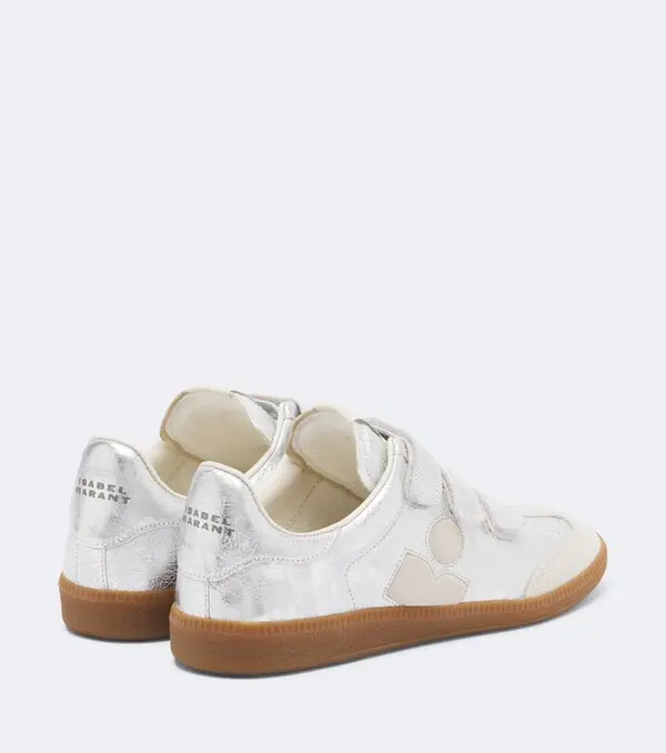 Isabel Marant Étoile Beth Suede-trimmed Metallic Leather Sneakers