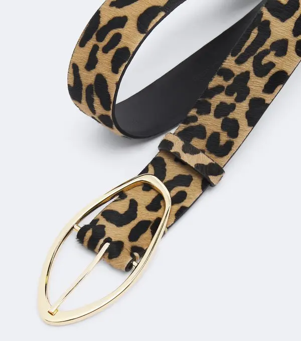 AMANU Grumeti Leopard-print Calf Hair Belt
