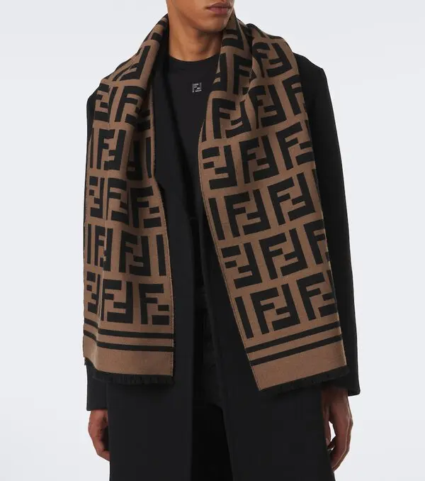 Fendi Ff Zucca Wool And Silk Scarf