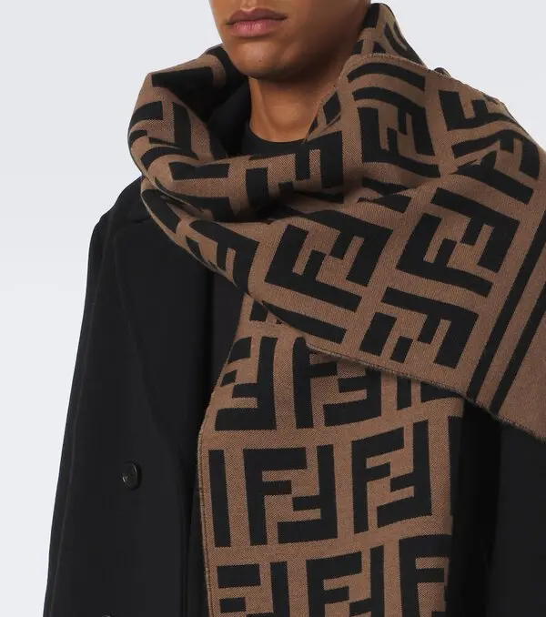 Fendi Ff Zucca Wool And Silk Scarf