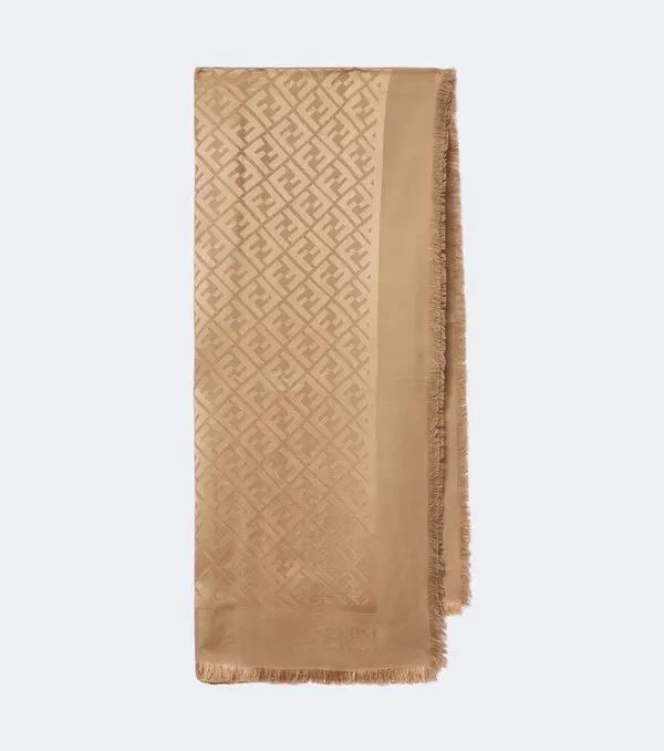 Fendi Ff Zucca Jacquard Silk And Wool Scarf