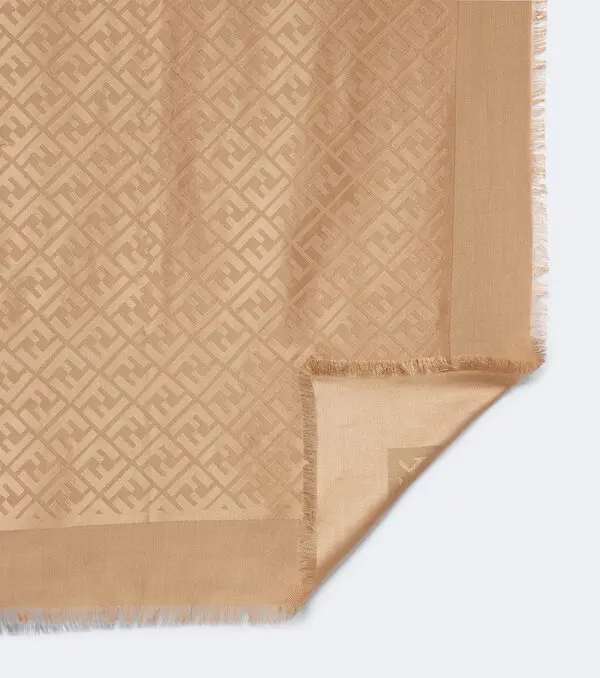 Fendi Ff Zucca Jacquard Silk And Wool Scarf