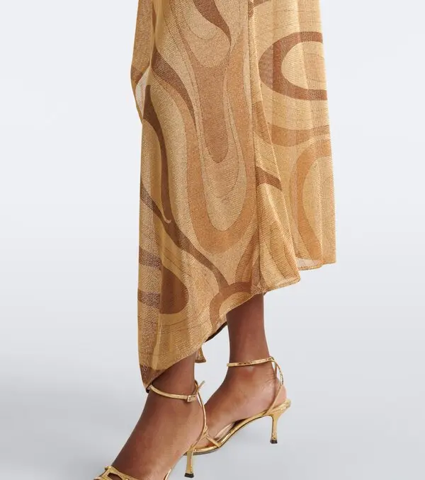 Emilio Pucci Marmo Asymmetric Lurex® Voile Midi Dress