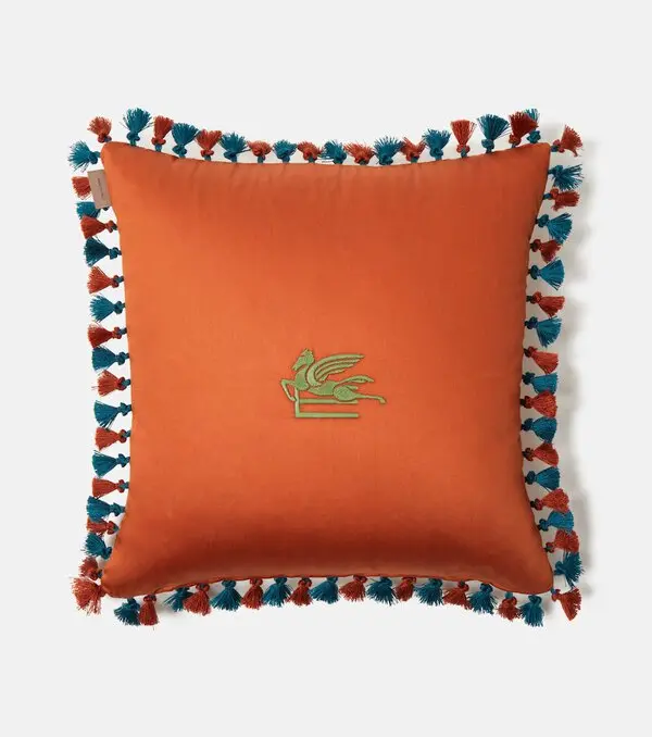 Etro Pegaso Paisley Cotton Cushion - Orange