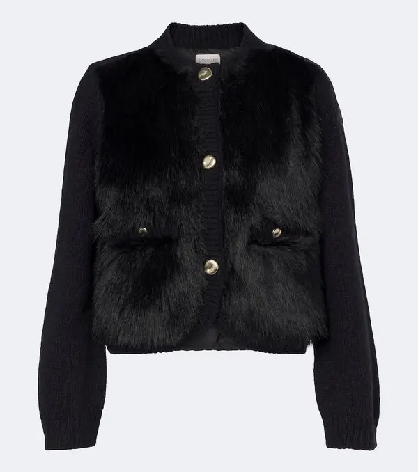 Moncler Down-paneled Alpaca And Wool-blend Cardigan