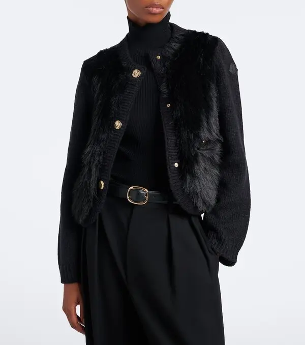 Moncler Down-paneled Alpaca And Wool-blend Cardigan