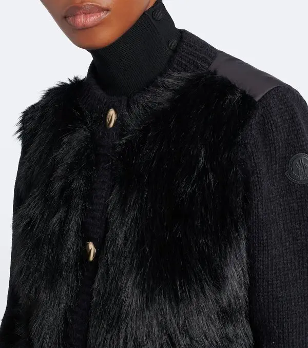 Moncler Down-paneled Alpaca And Wool-blend Cardigan