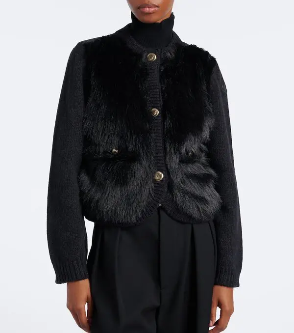Moncler Down-paneled Alpaca And Wool-blend Cardigan