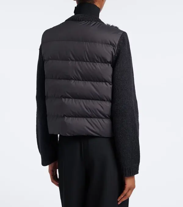 Moncler Down-paneled Alpaca And Wool-blend Cardigan