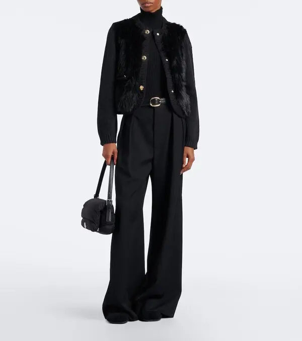 Moncler Down-paneled Alpaca And Wool-blend Cardigan
