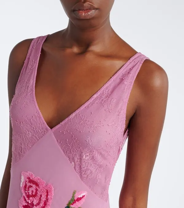 Blumarine Floral Sequined Midi Dress