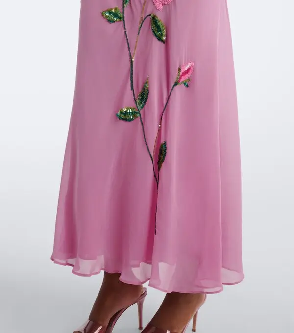 Blumarine Floral Sequined Midi Dress