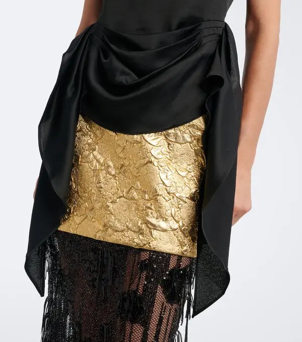 JACQUES WEI Embroidered Draped Satin Camisole