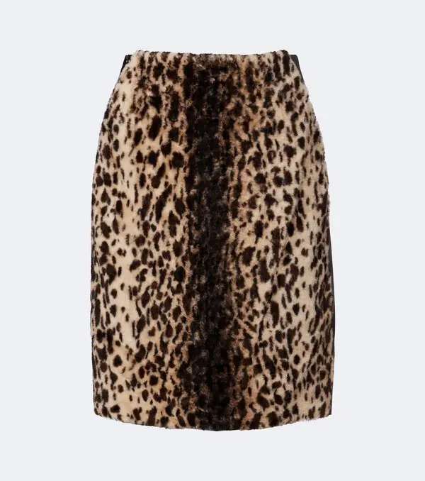 JACQUES WEI Leopard-print Shearling And Leather Miniskirt