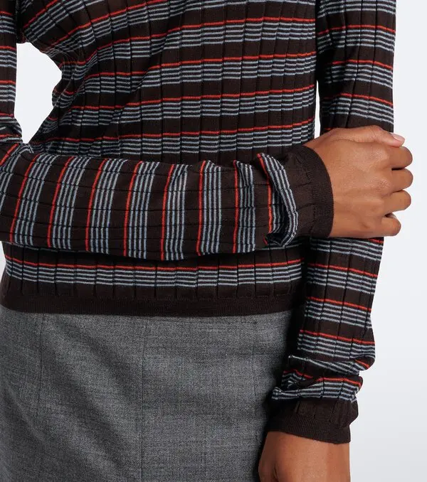 Prada Striped Cashmere And Silk Polo Sweater