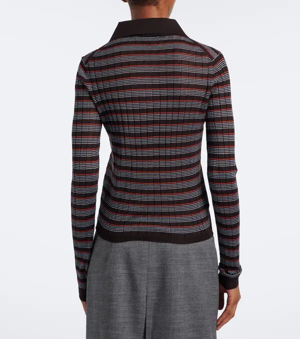 Prada Striped Cashmere And Silk Polo Sweater
