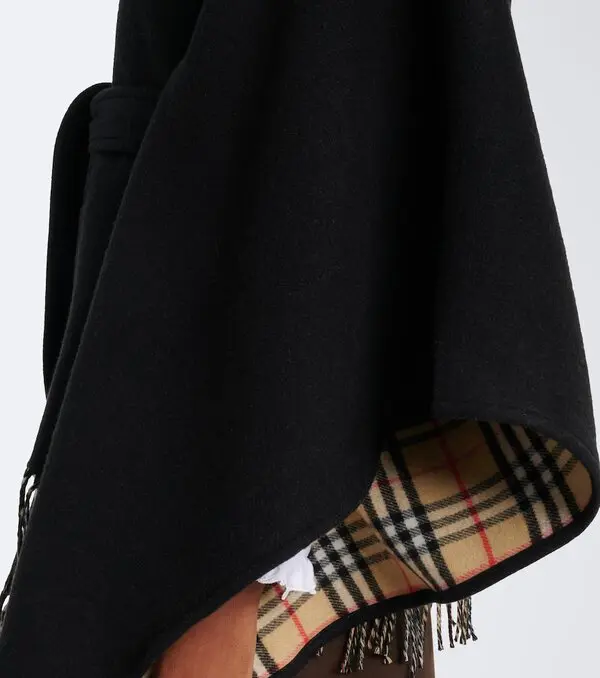 Burberry Check Fringed Wool Cape