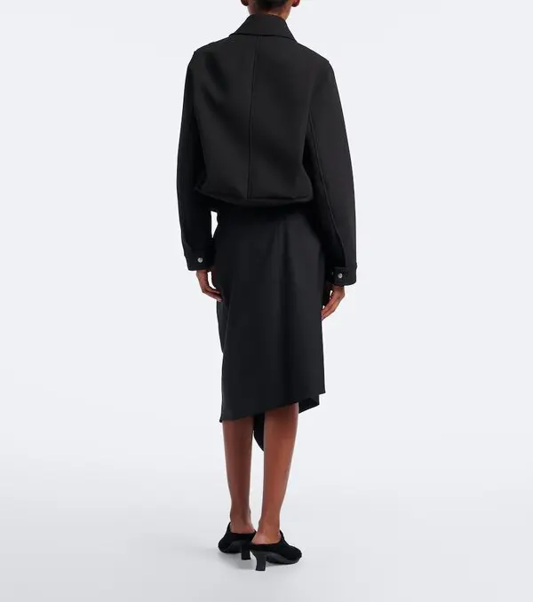 Loewe Belted Draped Wool Midi Skirt