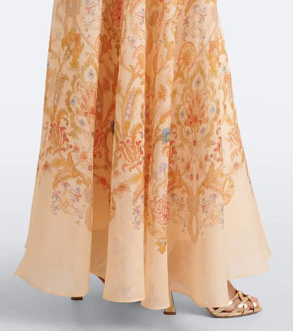 Zimmermann Valiant Printed Linen And Silk Maxi Skirt