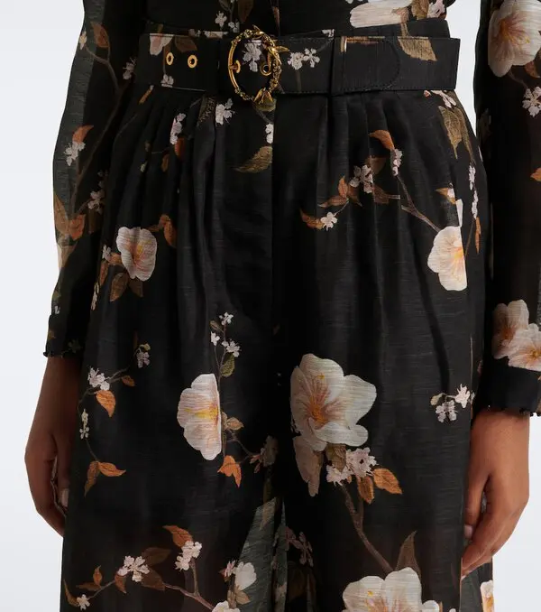 Zimmermann Ascent Floral Linen And Silk Wide-leg Pants