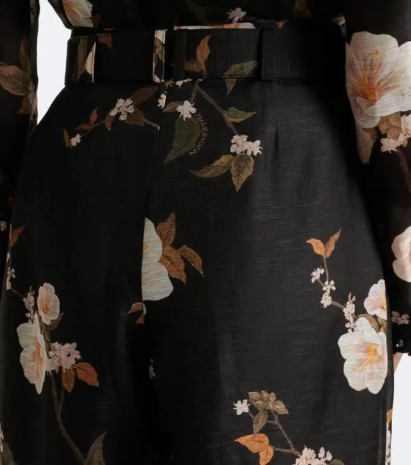 Zimmermann Ascent Floral Linen And Silk Wide-leg Pants