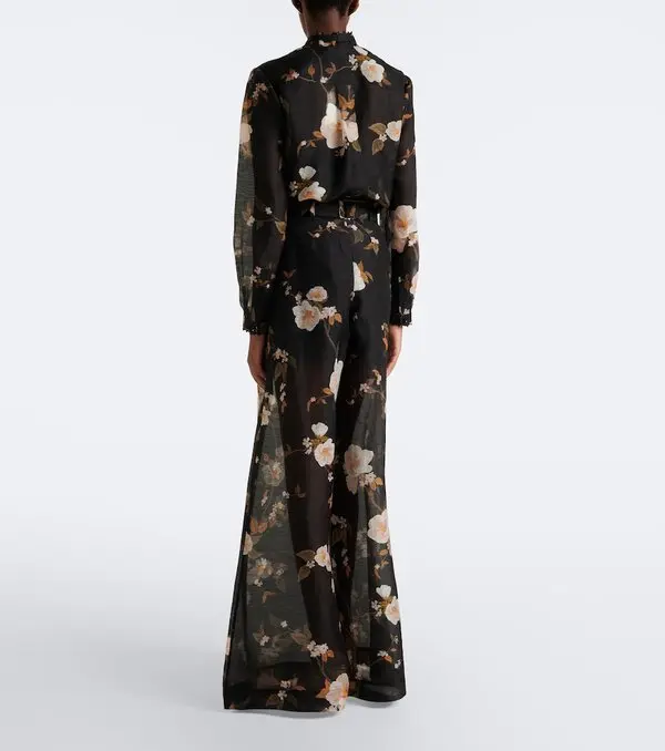 Zimmermann Ascent Floral Linen And Silk Wide-leg Pants