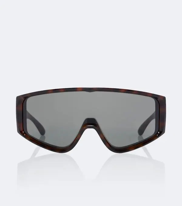 Saint Laurent Logo Lettering Shield Sunglasses - Brown