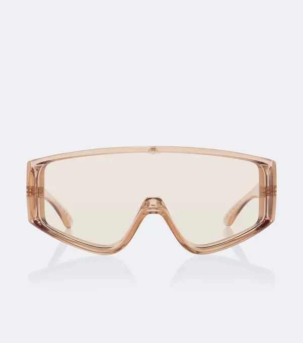 Saint Laurent Logo Lettering Shield Sunglasses - Yellow