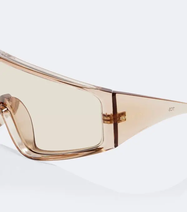 Saint Laurent Logo Lettering Shield Sunglasses - Yellow