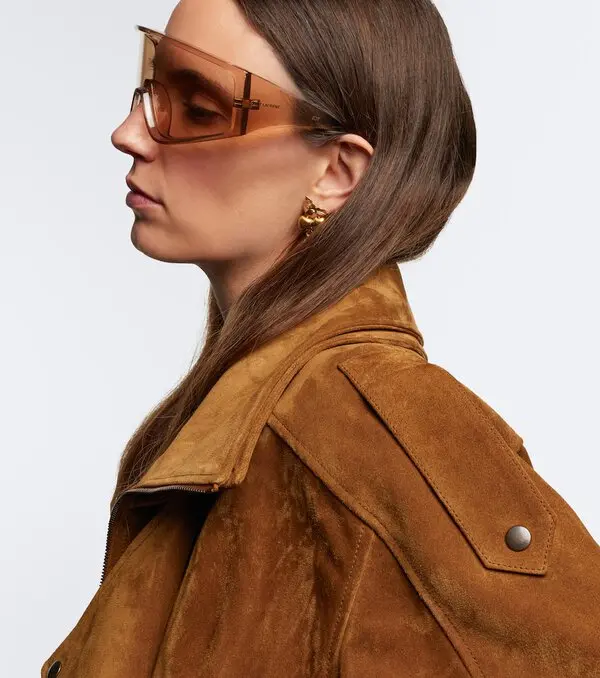 Saint Laurent Logo Lettering Shield Sunglasses - Yellow