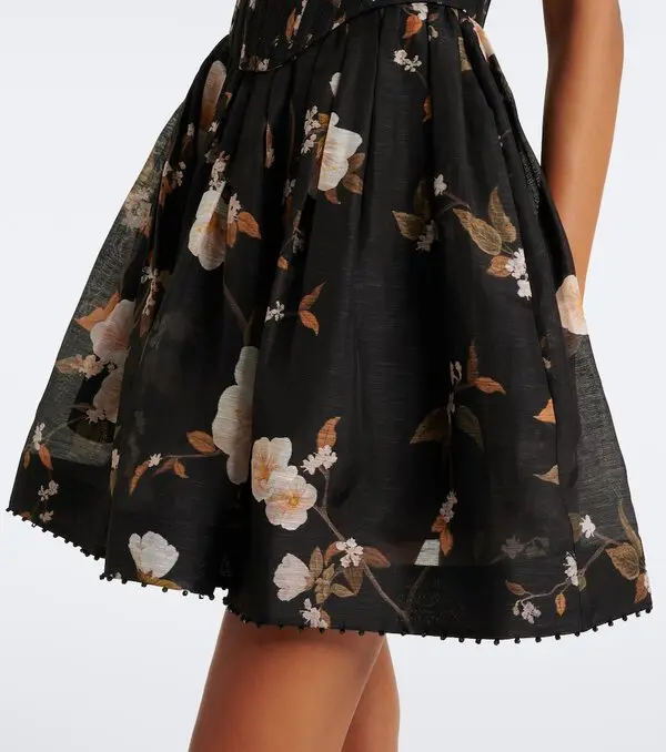 Zimmermann Ascent Floral Linen And Silk Corset Dress - Multicoloured