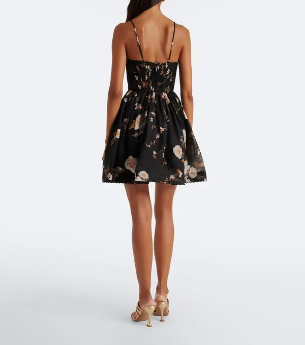 Zimmermann Ascent Floral Linen And Silk Corset Dress - Multicoloured