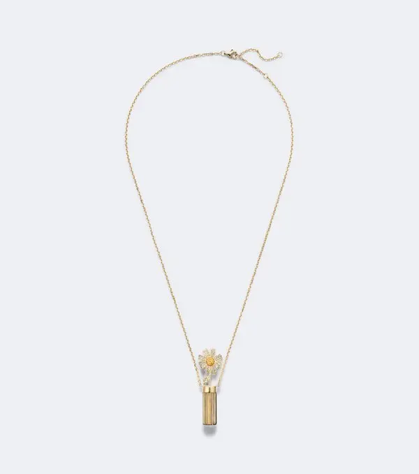 Yvonne Léon Vase Berlingot And Daisy 9kt Pendant Necklace With Diamonds And Citrines - Gold