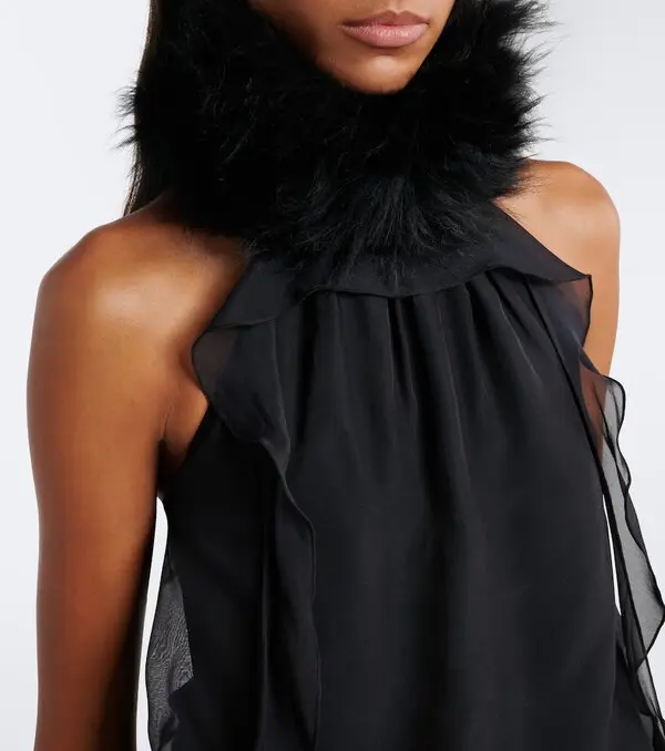 JACQUES WEI Chiffon Halterneck Top