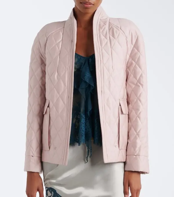JACQUES WEI Quilted Shearling-trimmed Coat - Pink