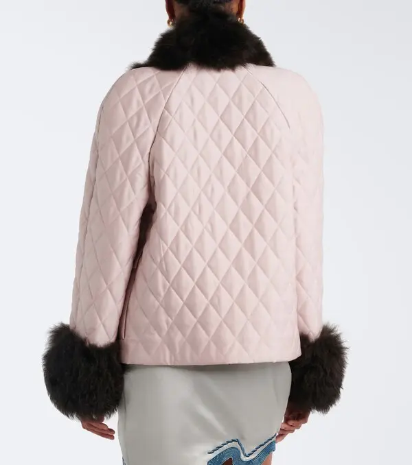 JACQUES WEI Quilted Shearling-trimmed Coat - Pink