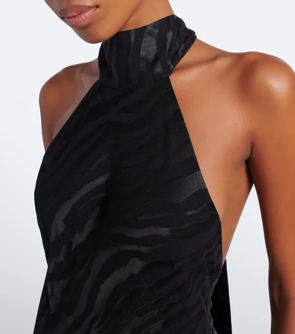 Rixo Maura Open-back Satin Jacquard Midi Dress