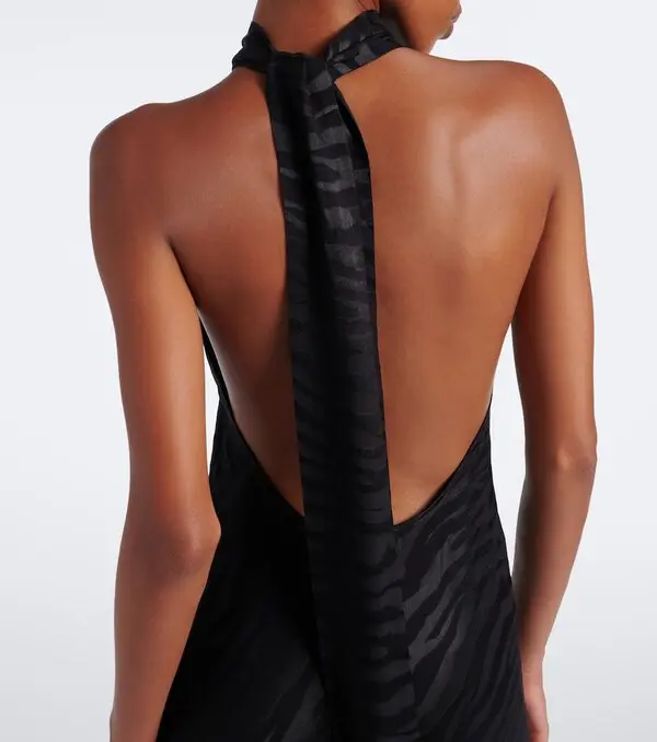 Rixo Maura Open-back Satin Jacquard Midi Dress