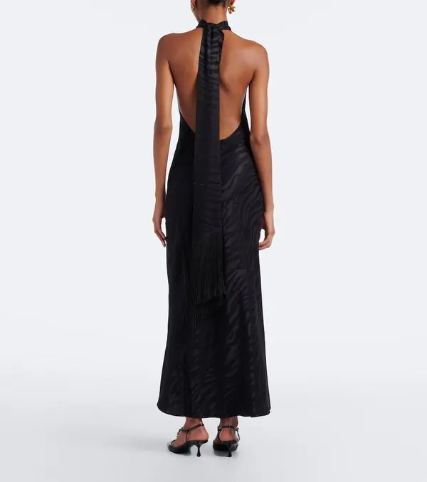 Rixo Maura Open-back Satin Jacquard Midi Dress