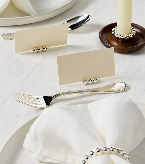Christofle Perles Set Of 2 -plated Place Card Holders